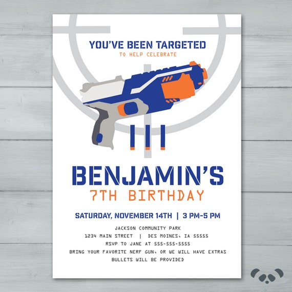Nerf Gun Party Invitations Printable Nerf Birthday Invitations Dart