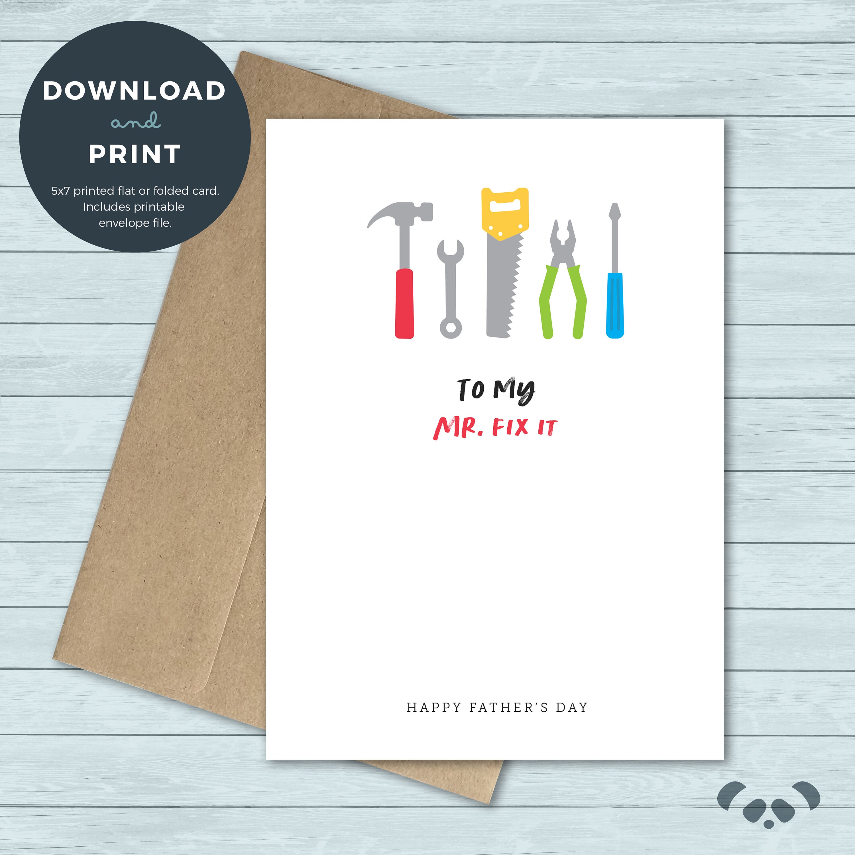 Printable Father's Day Card Mr. Fix It Tools Hammer | Etsy