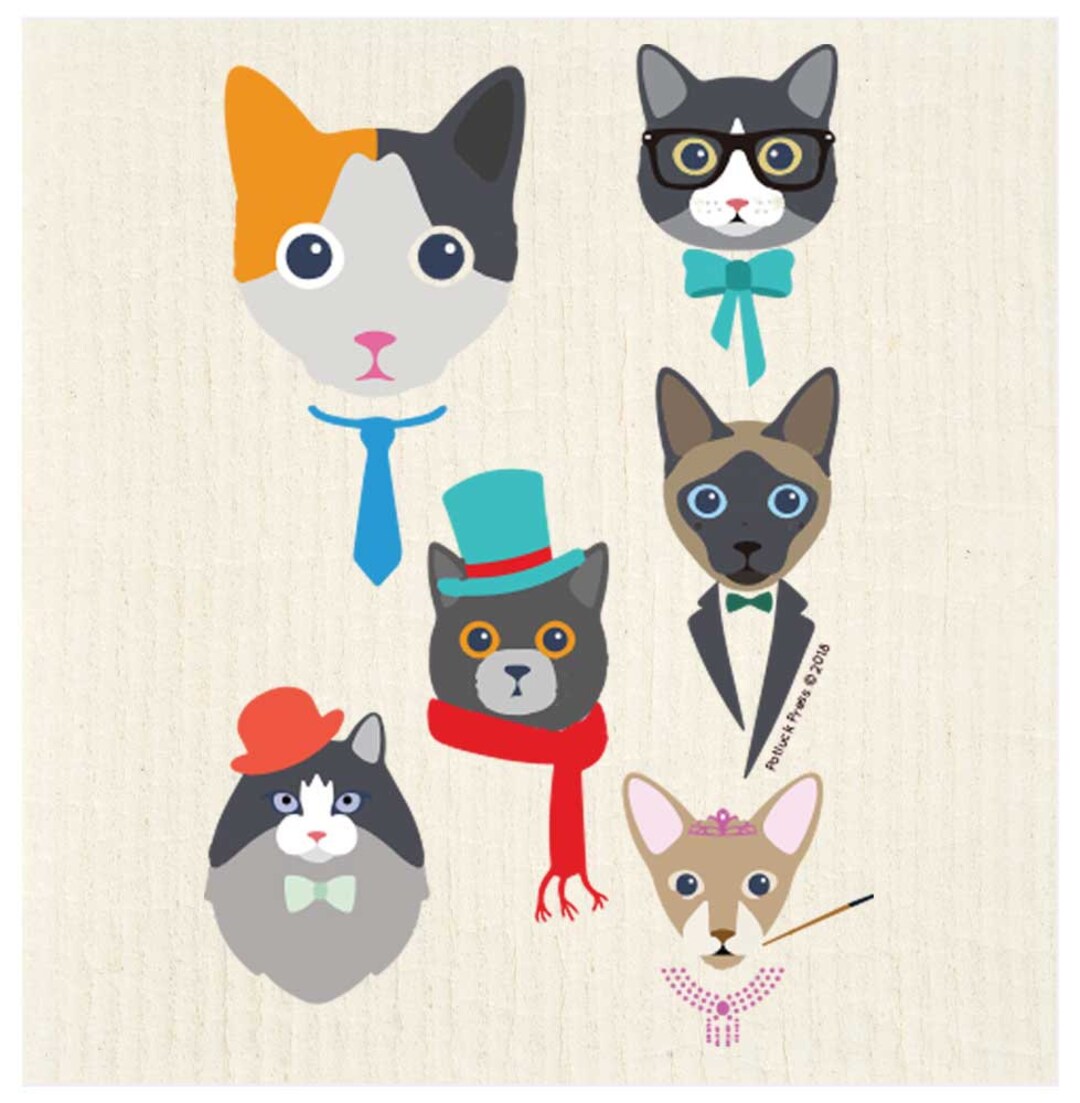 Cat Characters Swedish Dishcloth by Potluck Press - Etsy