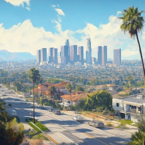 Los Angeles Skyline Art - LA Hills View Print, Downtown California ...