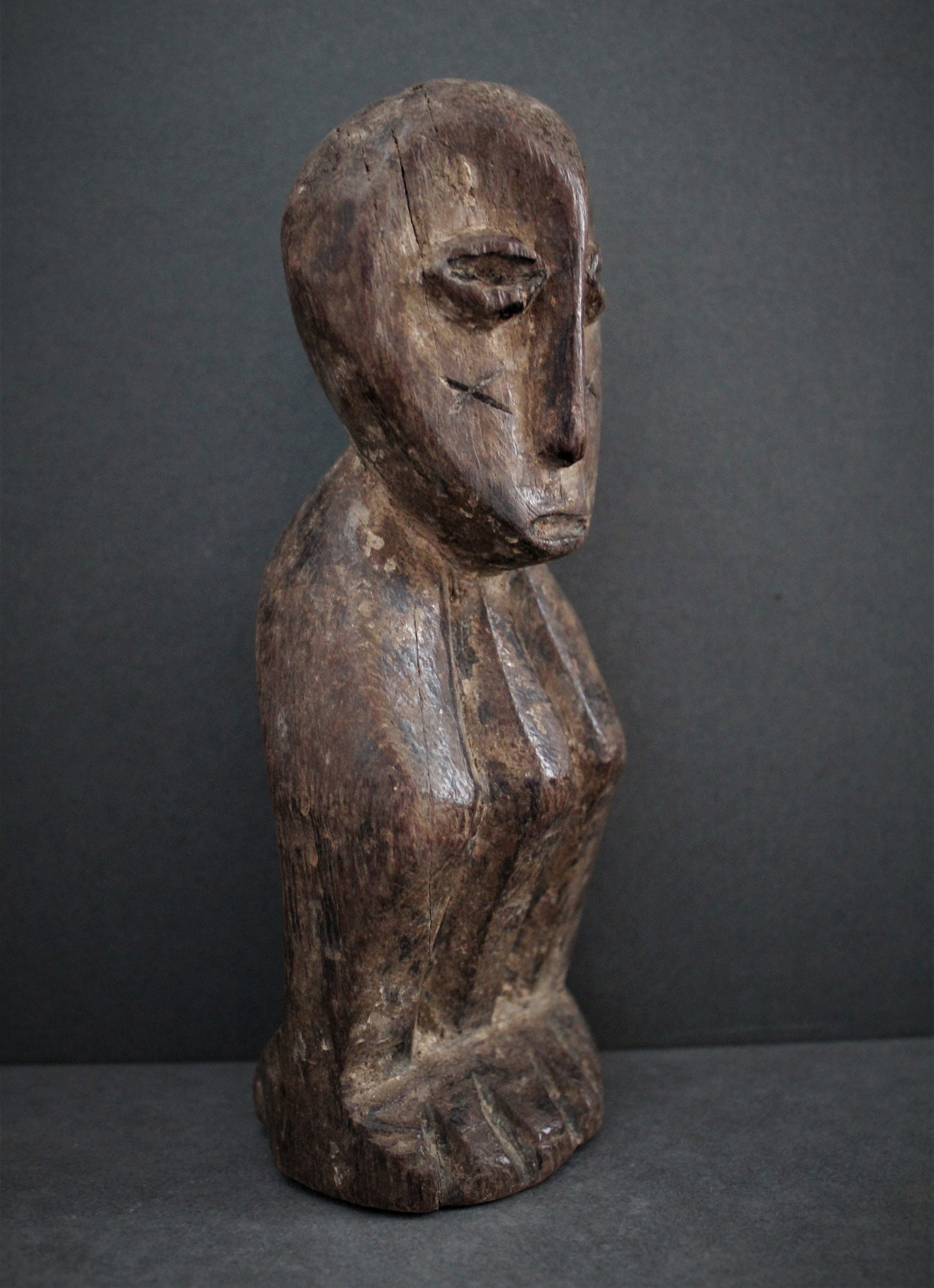 Authentic African Art Wood Carving Vintage African Sculpture Lega male ...