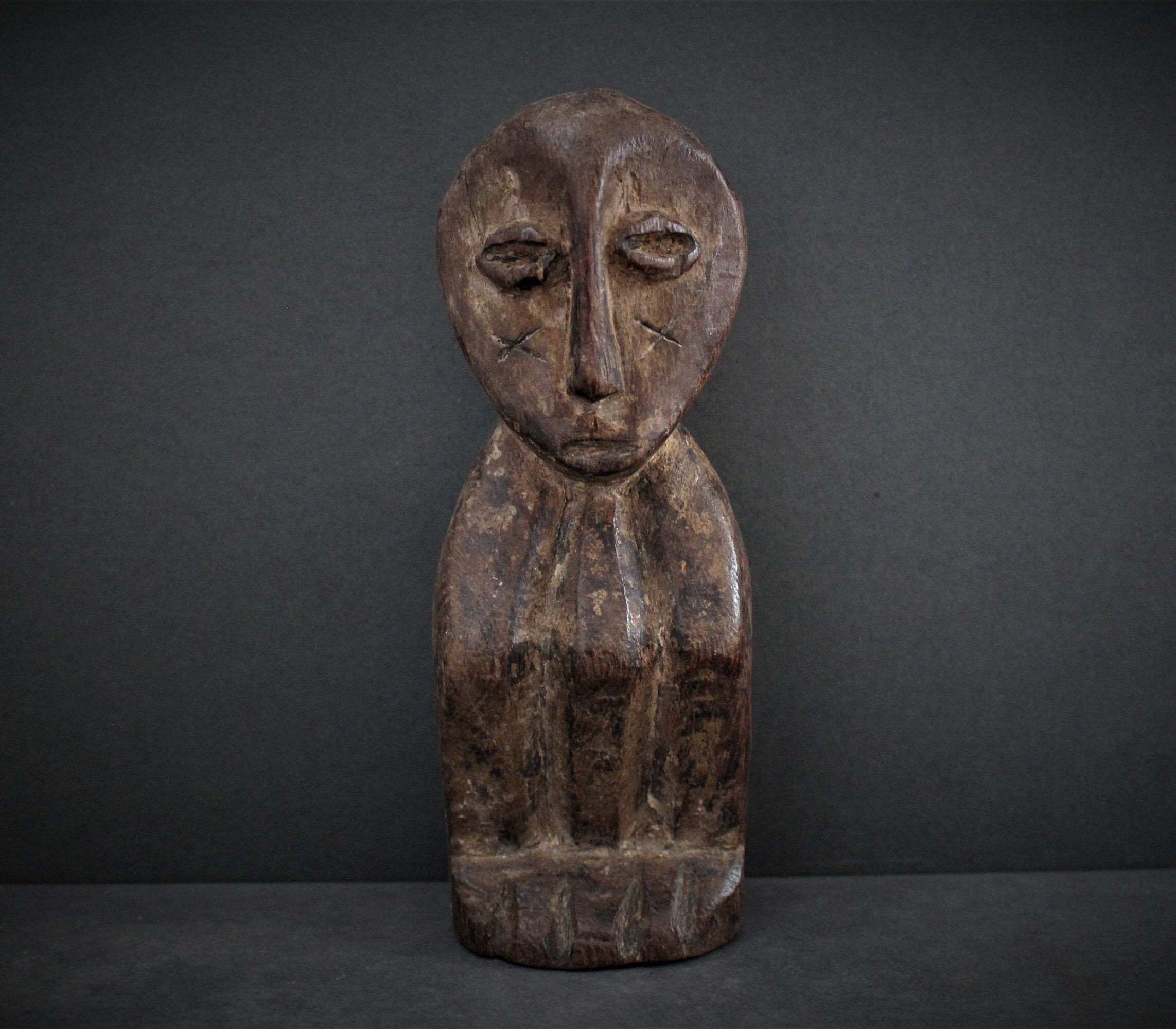Authentic African Art Wood Carving Vintage African Sculpture Lega male ...