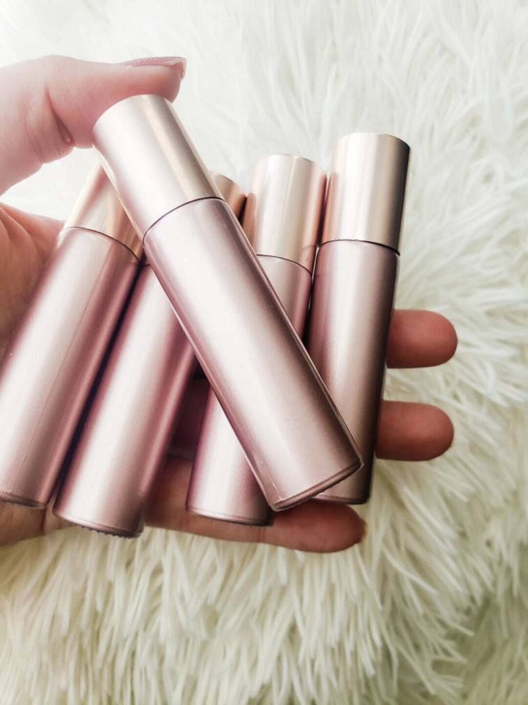 5 Metallic Pink Rollers, Boho Gold Cap Pink Roller Bottles, Roll on Set ...