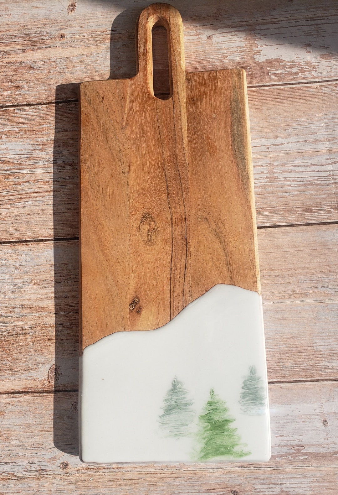 Snowy Pine Tree Wooden Serving Board, 18x7 Wood Pinetree, Winter Scene ...