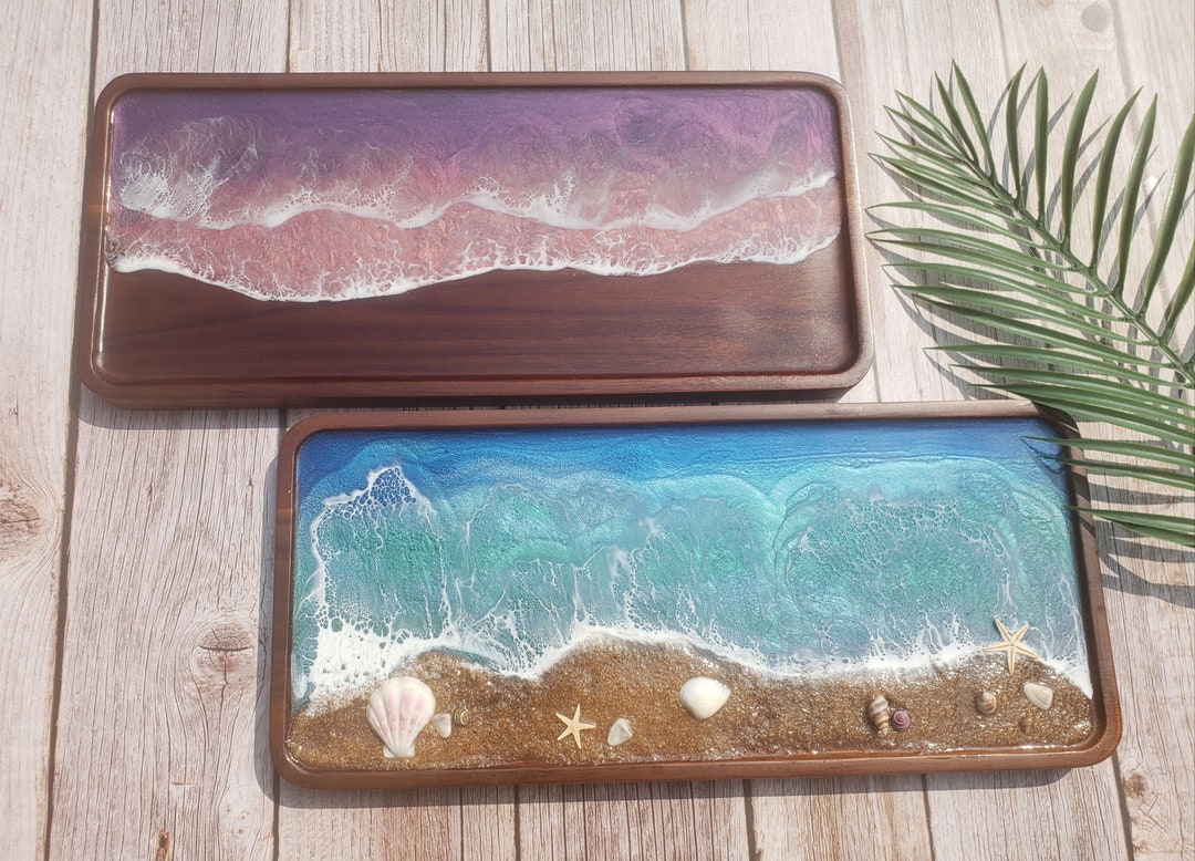 18x7 Wooden Ocean Trays, Decorative Wood Tray, Nautical Beach Decor - Etsy