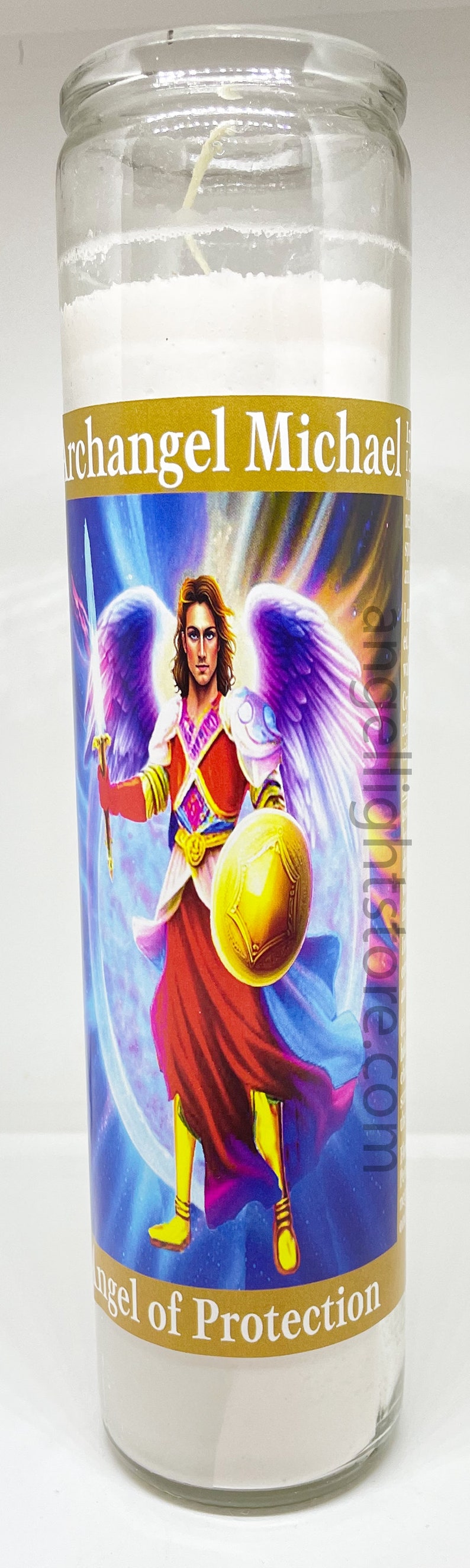 Archangel Michael Candle Angel of Protection Strength Shield Blue White ...