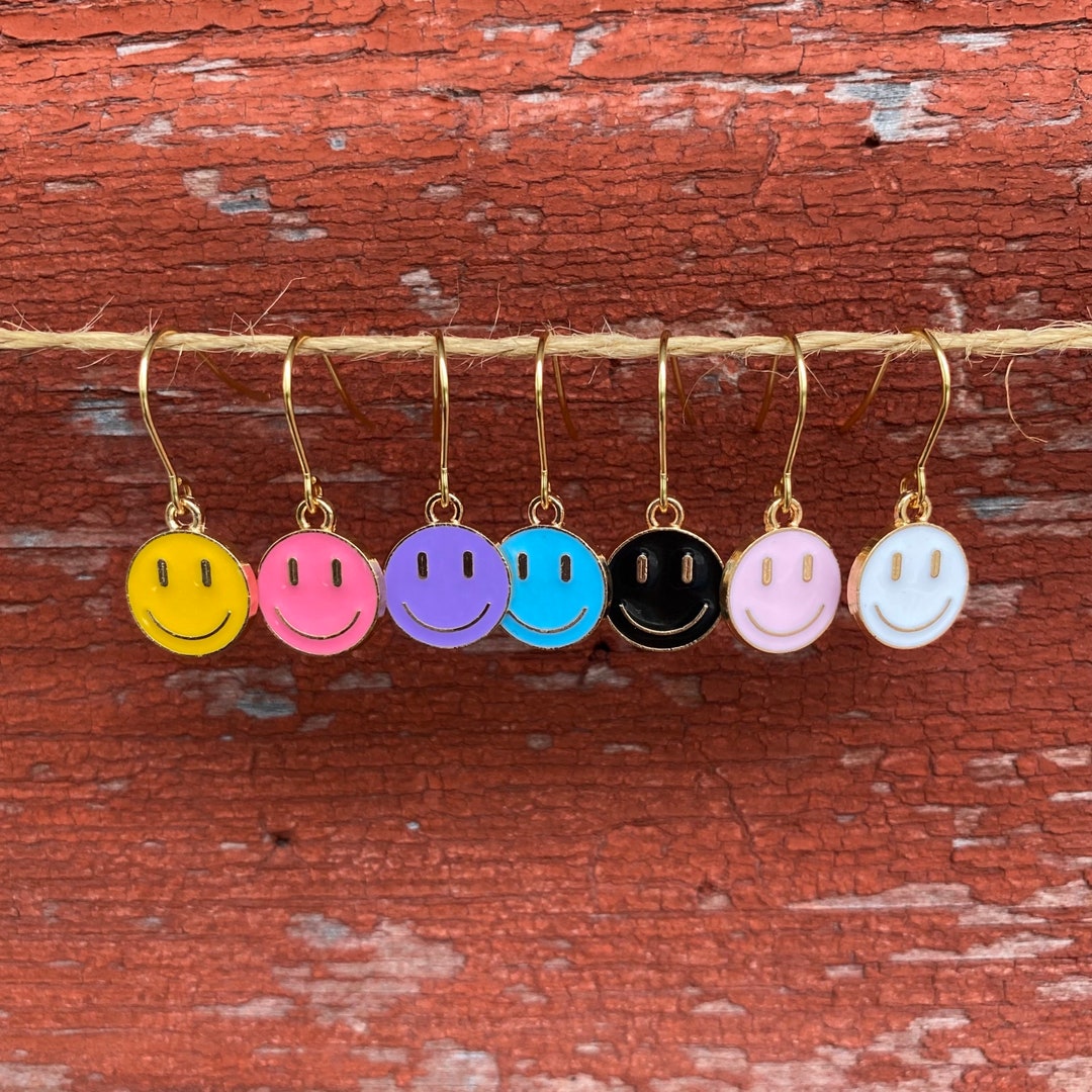 Dainty Smiley Face Unique Novelty Dangle Earrings - Etsy