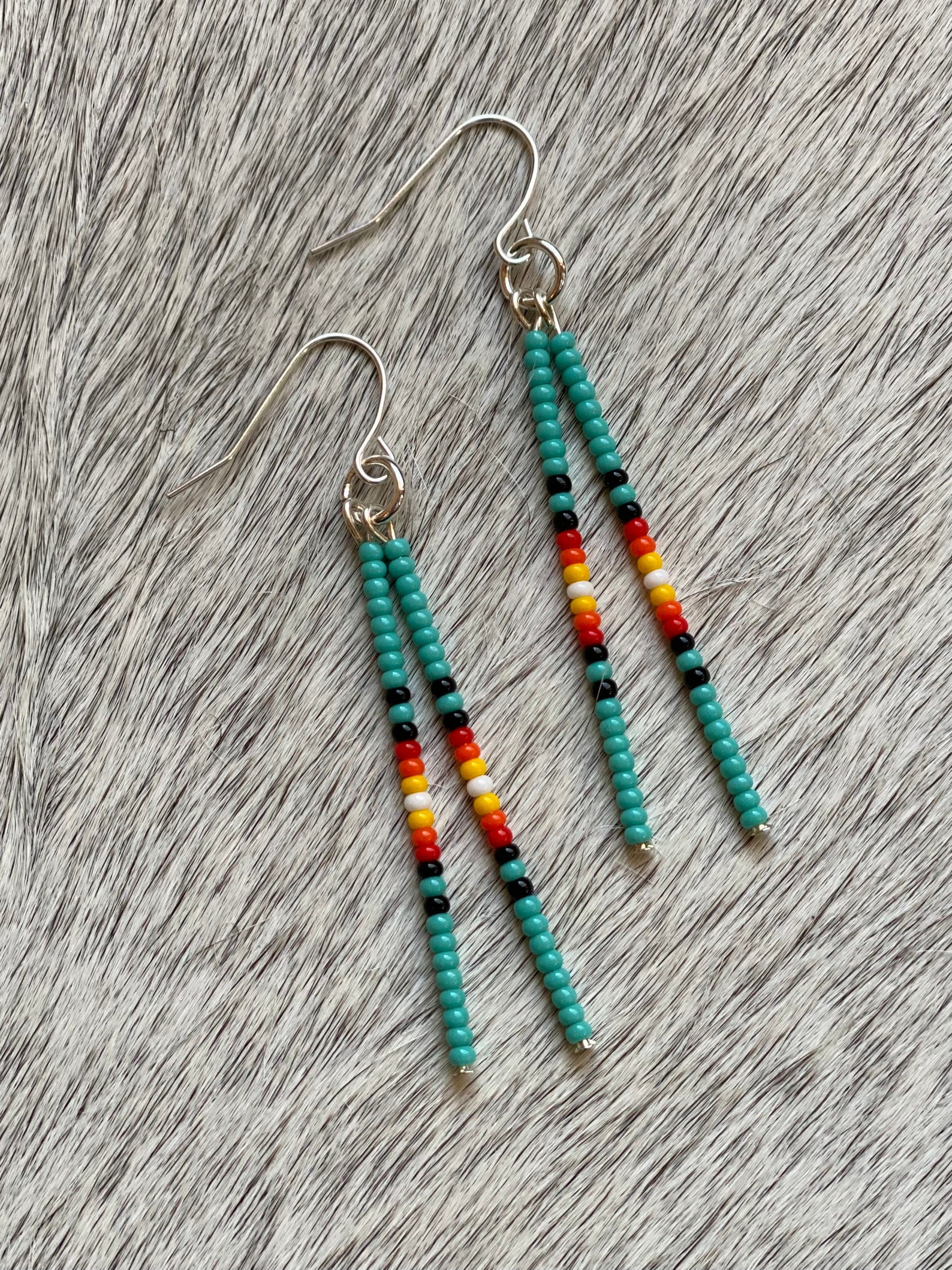 Handmade Beaded Seed Bead Beaded Dangle Earrings: Native, Western, Boho ...