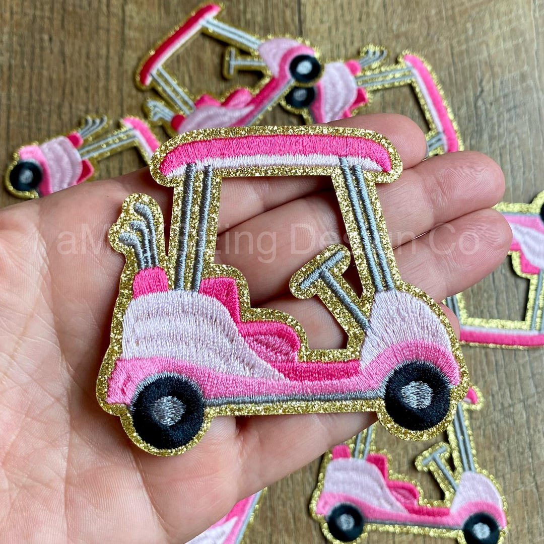 Pink Golf Cart Iron on Patch | Golfing Patches | Sew on Appliqué ...