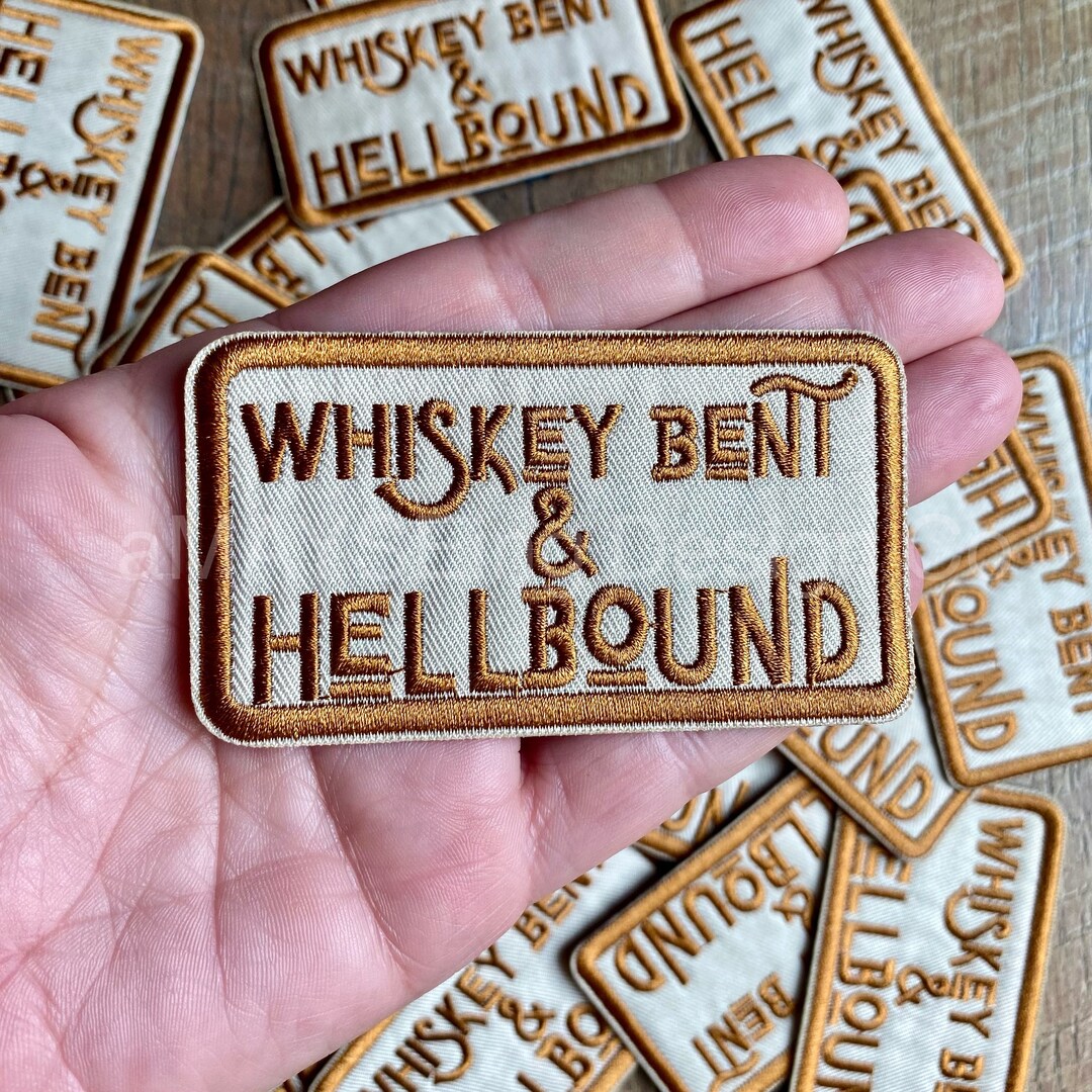 Whiskey Bent & Hellbound Iron on Patch Western Patches Sew on Appliqué Cowboy Cowgirl Country ...