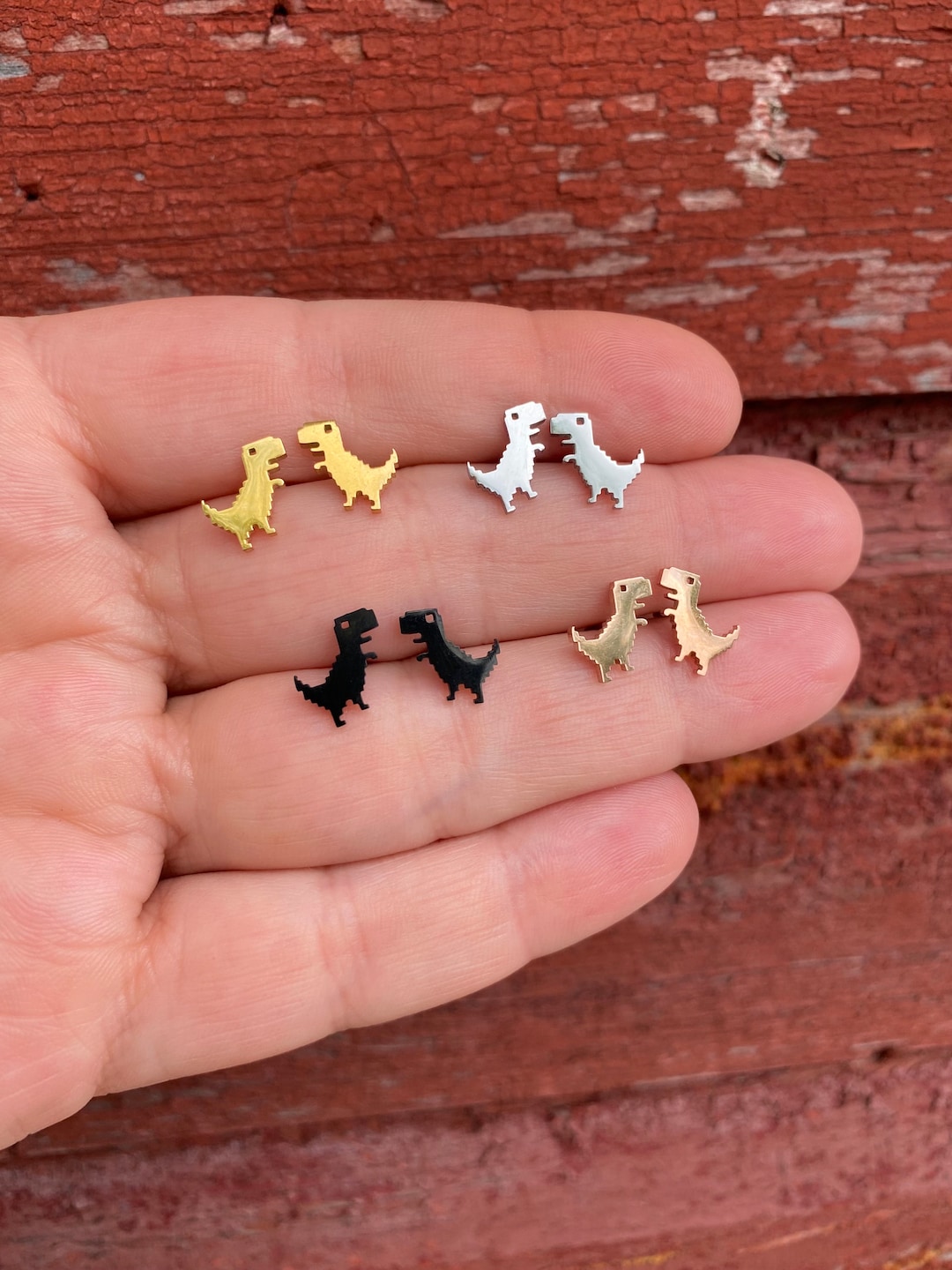 T-rex Earrings, Dinosaur Earrings, Dino Earrings, Stainless Steel Stud ...