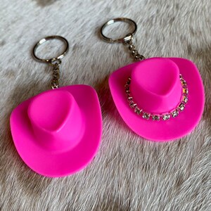 Mini Pink Cowboy Hat Key Chain, Cowgirl Key Ring, Western, Nashville ...