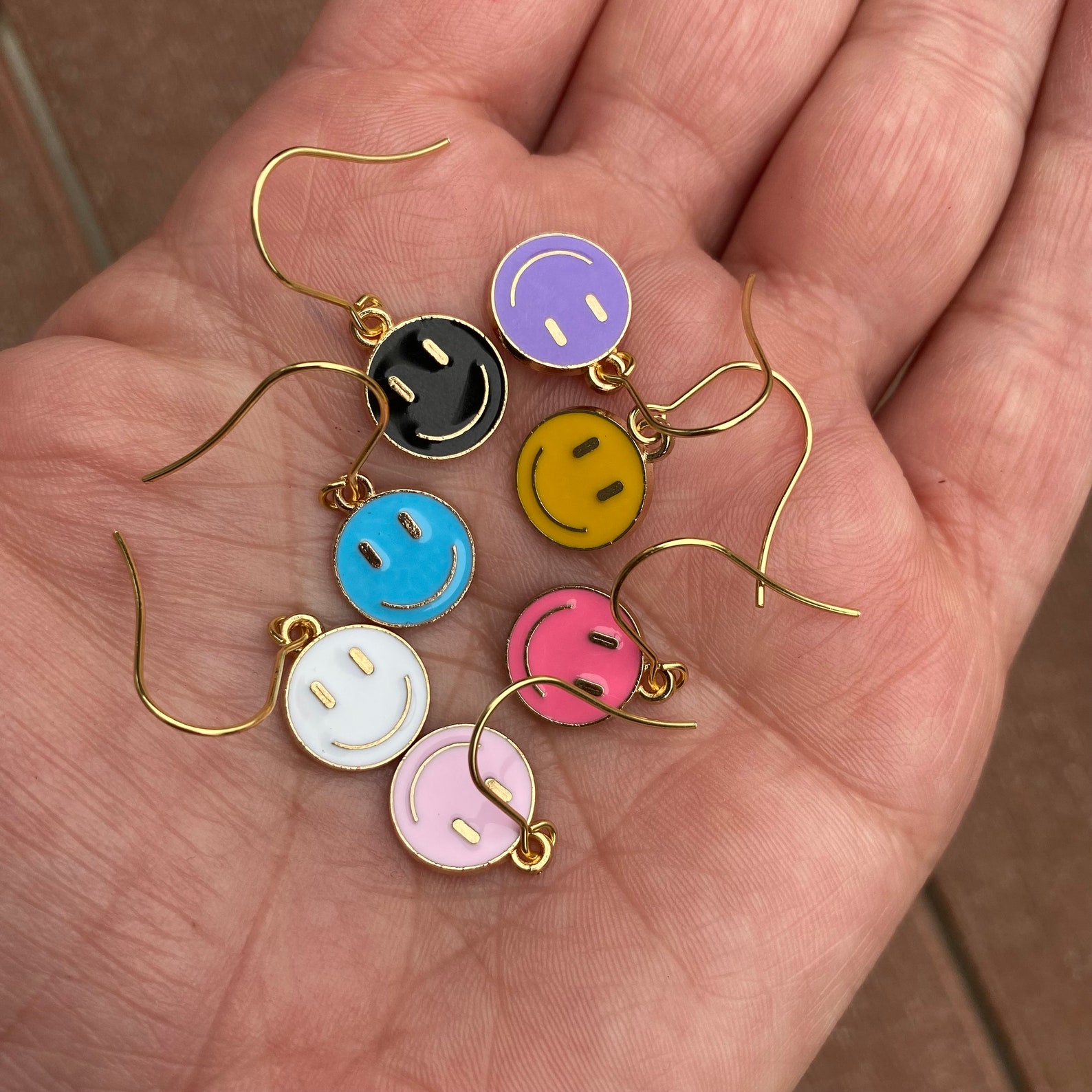 Dainty Smiley Face Unique Novelty Dangle Earrings - Etsy