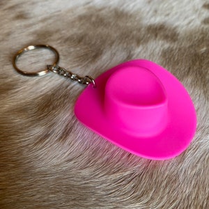 Mini Pink Cowboy Hat Key Chain, Cowgirl Key Ring, Western, Nashville ...