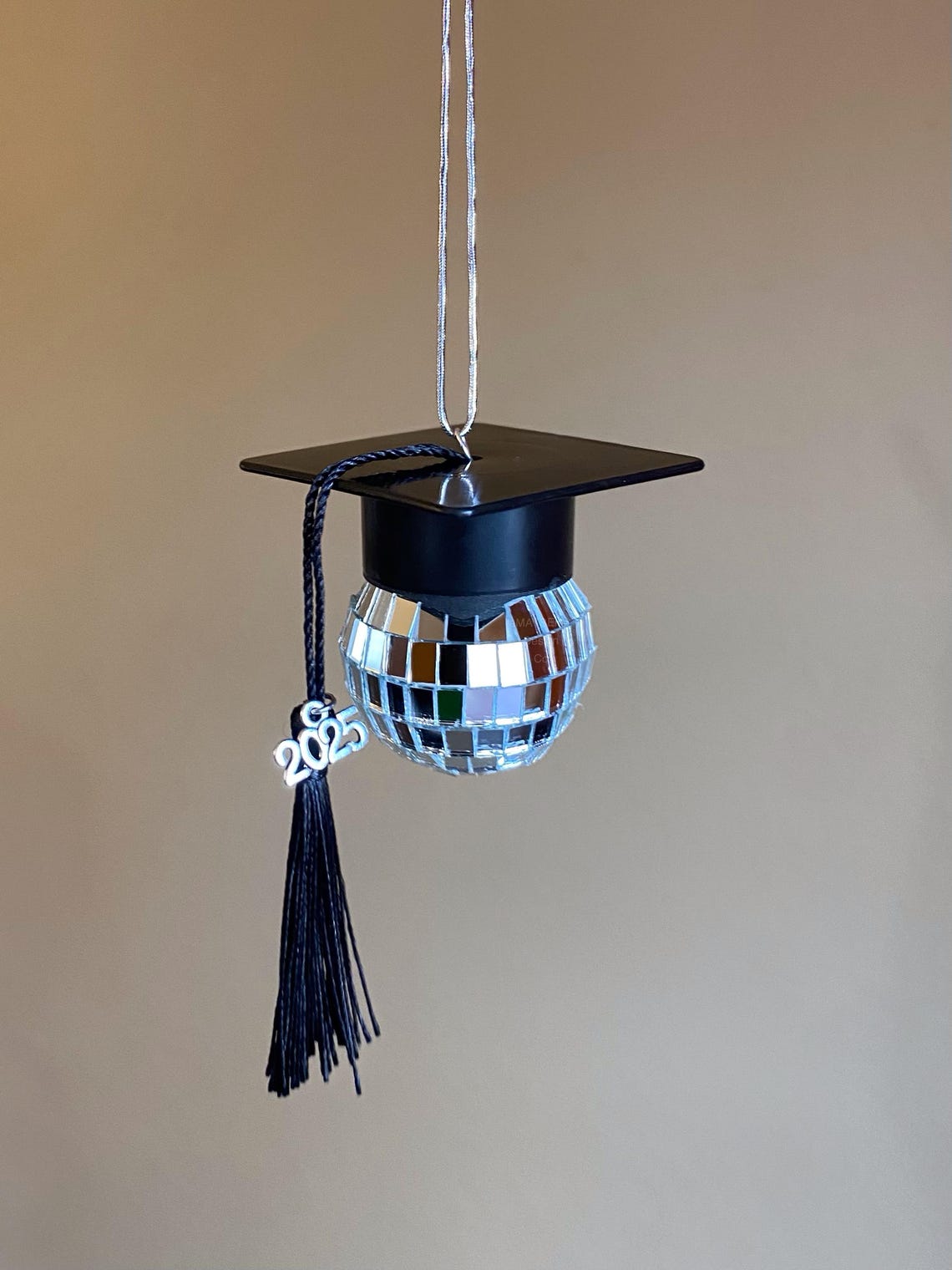 Customizable Graduation Cap Disco Ball Mirrorball Rearview Mirror Car ...