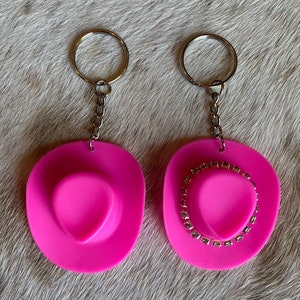 Mini Pink Cowboy Hat Key Chain, Cowgirl Key Ring, Western, Nashville ...