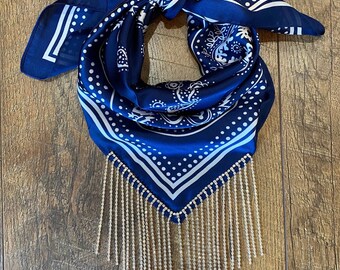 Rhinestone Fringe Bandana - Etsy