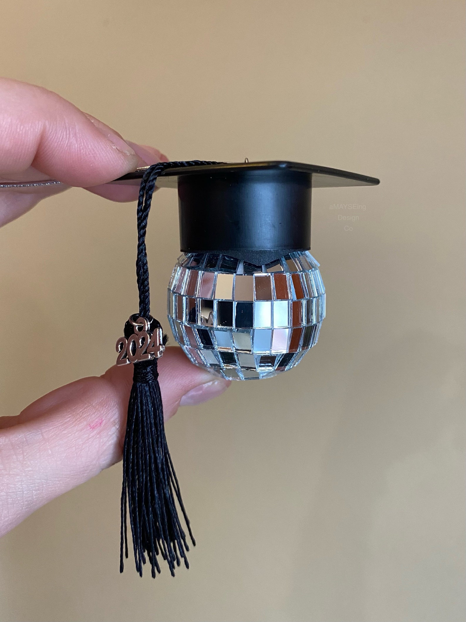 Customizable Graduation Cap Disco Ball Mirrorball Rearview Mirror Car ...