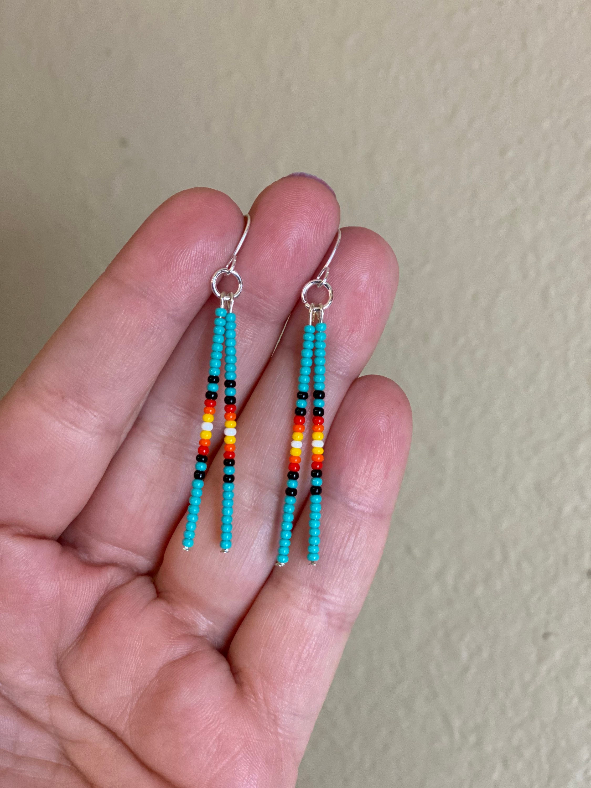 Handmade Beaded Seed Bead Beaded Dangle Earrings: Native, Western, Boho ...