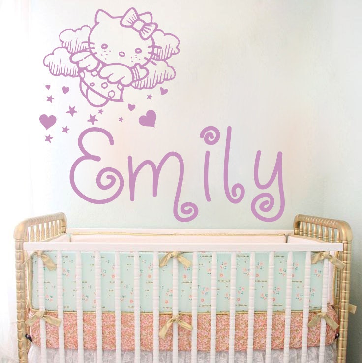 Wall Vinyl Decals Kitty Custom Personalized Name Monogram Cat - Etsy