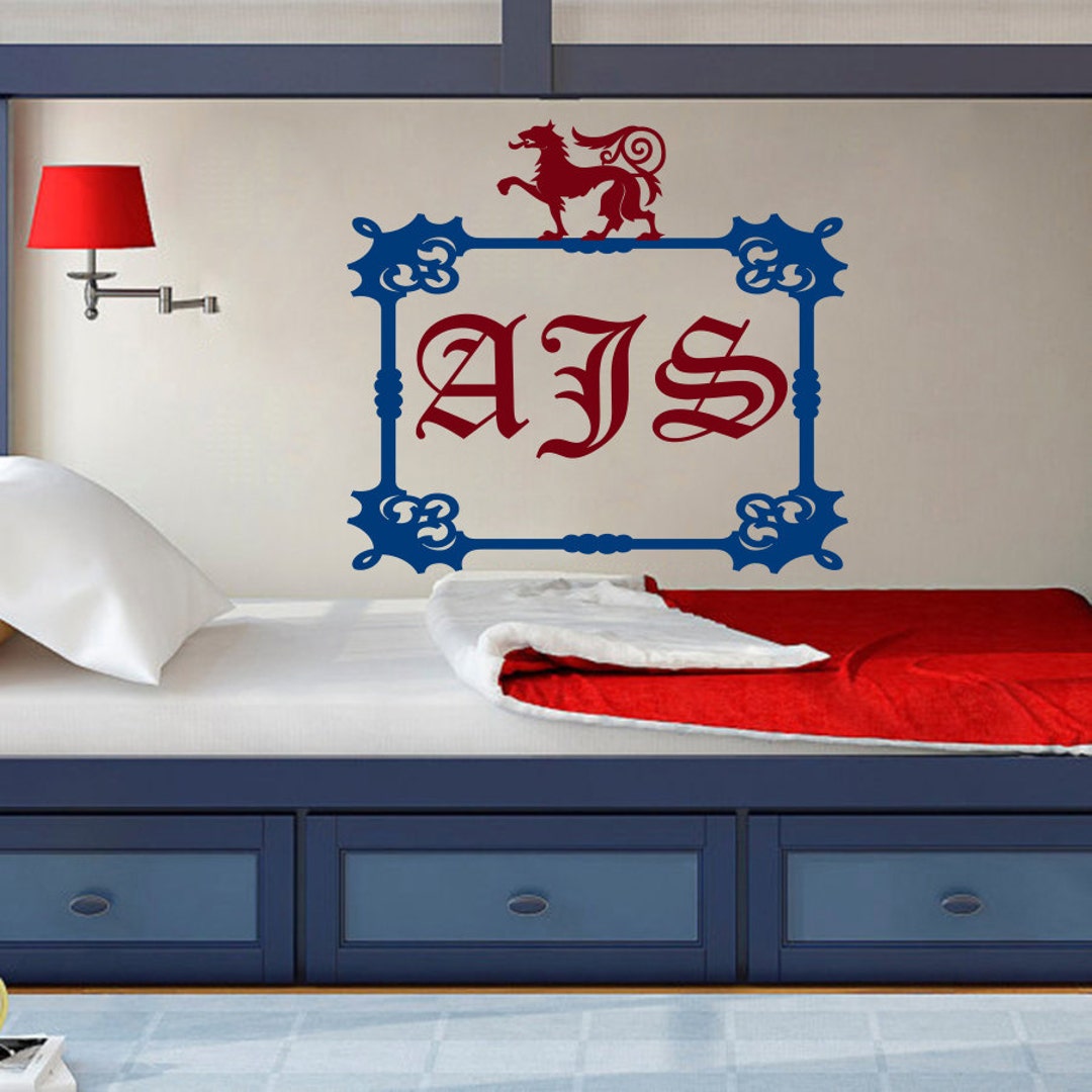 Monogram Wall Decal Initial Frame Custom Personalized Preppy Monogram ...