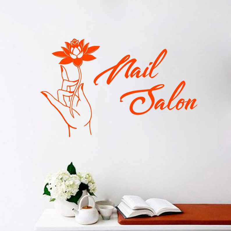 Wall Decal Manicure Sign Nail Salon Hands Lotus Flower Beauty | Etsy