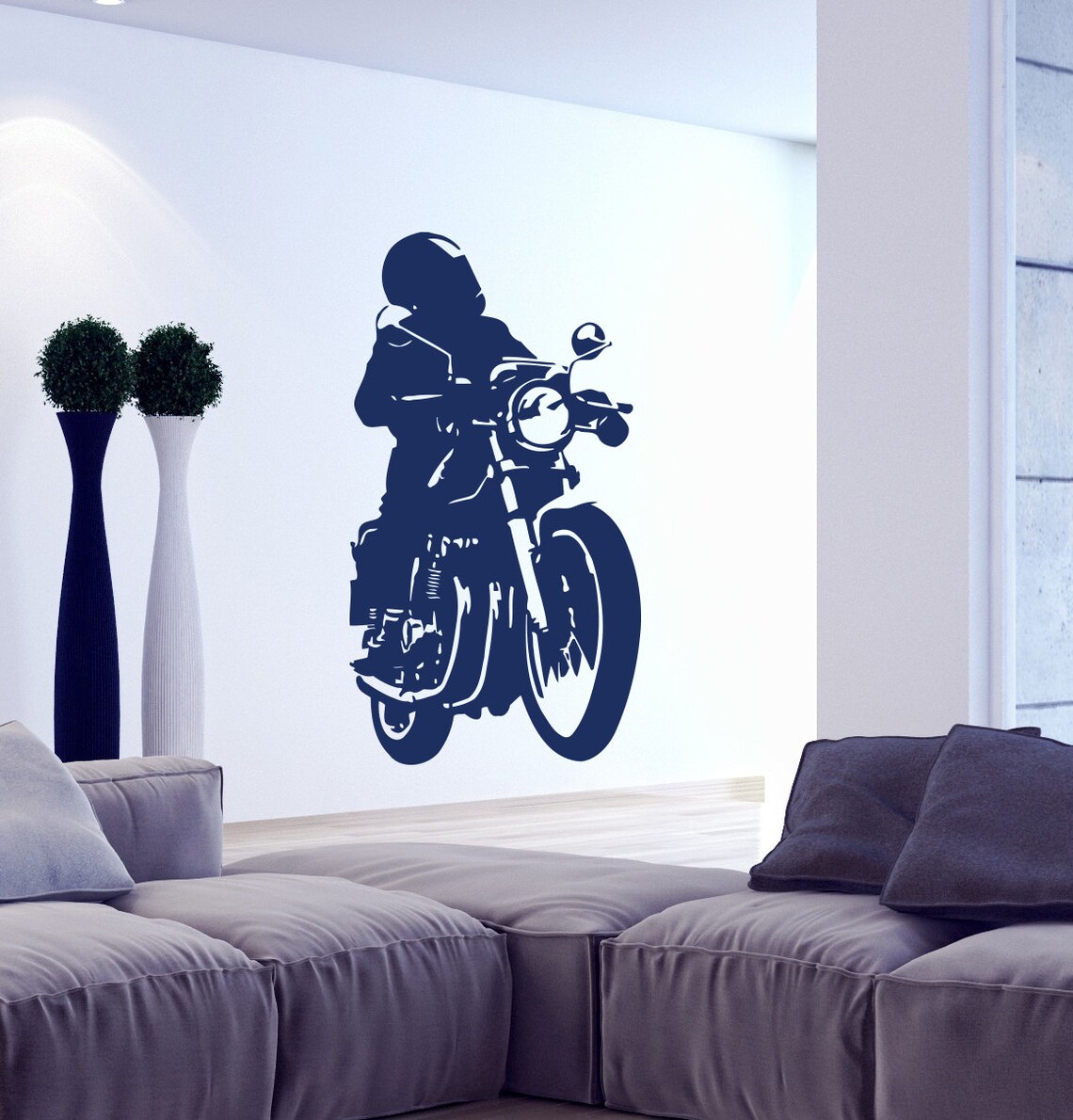 Wall Decal Vinyl Sticker Motorcycle Motorbike Retro Machine - Etsy