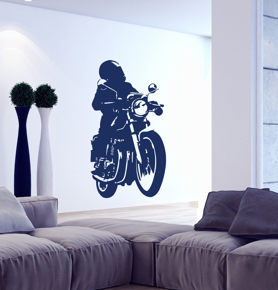 Wall Decal Vinyl Sticker Motorcycle Motorbike Retro Machine | Etsy