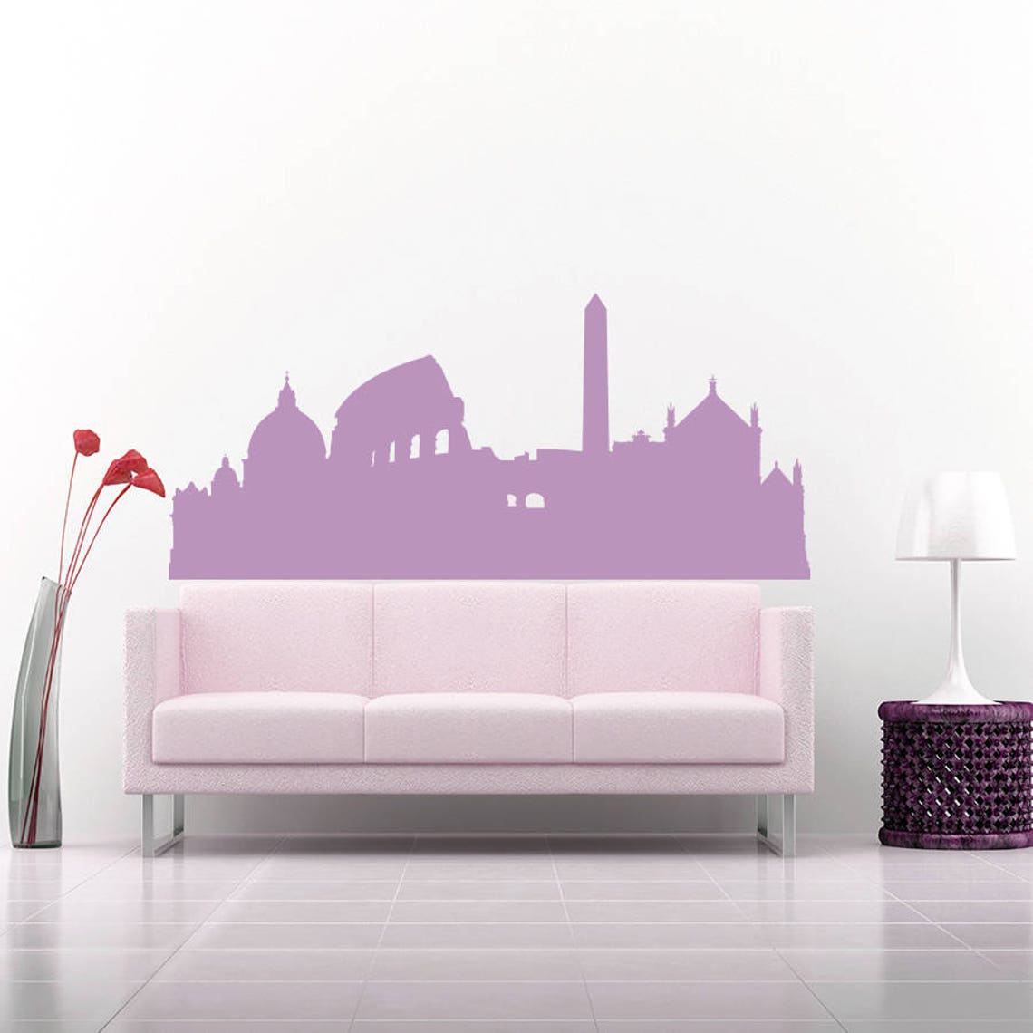 Wall Decal Silhouette Rome City Landscape Attraction Italy | Etsy