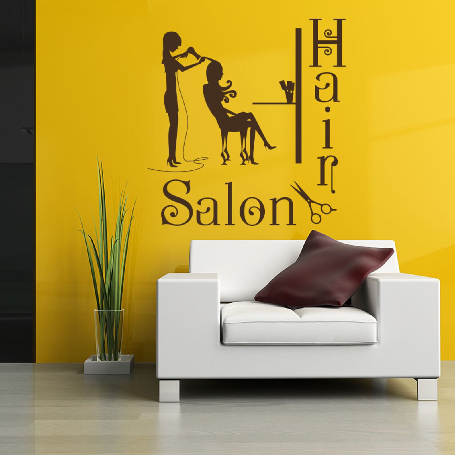 Pared calcomanía pelo salón muestra murales peluquería peinado - Etsy ...