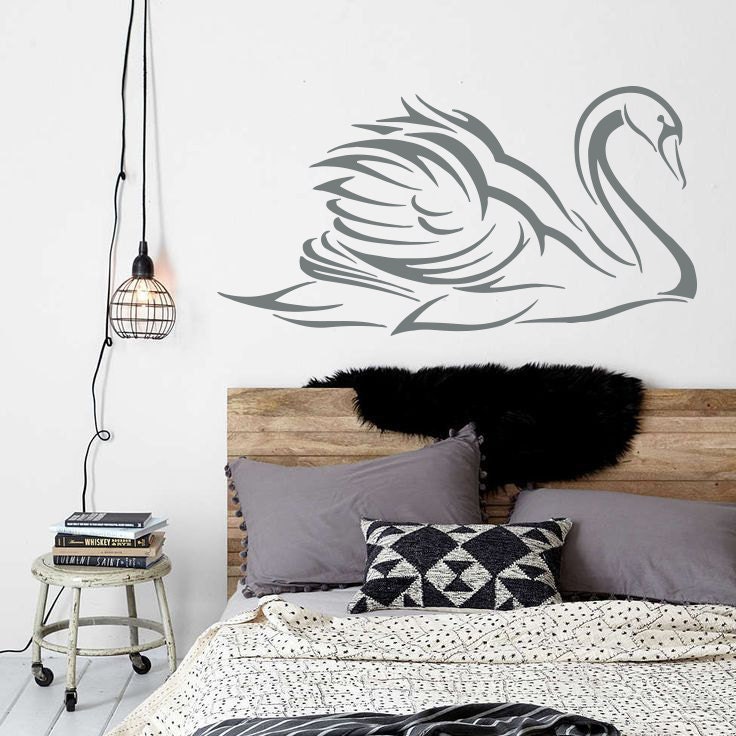 Wall Decals Bird Swan Lake Doodle Pattern Nature Vinyl Decal | Etsy
