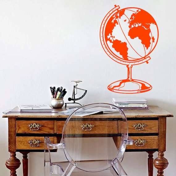 Wall Decal Vinyl Sticker Globe World Map Earth Continents | Etsy