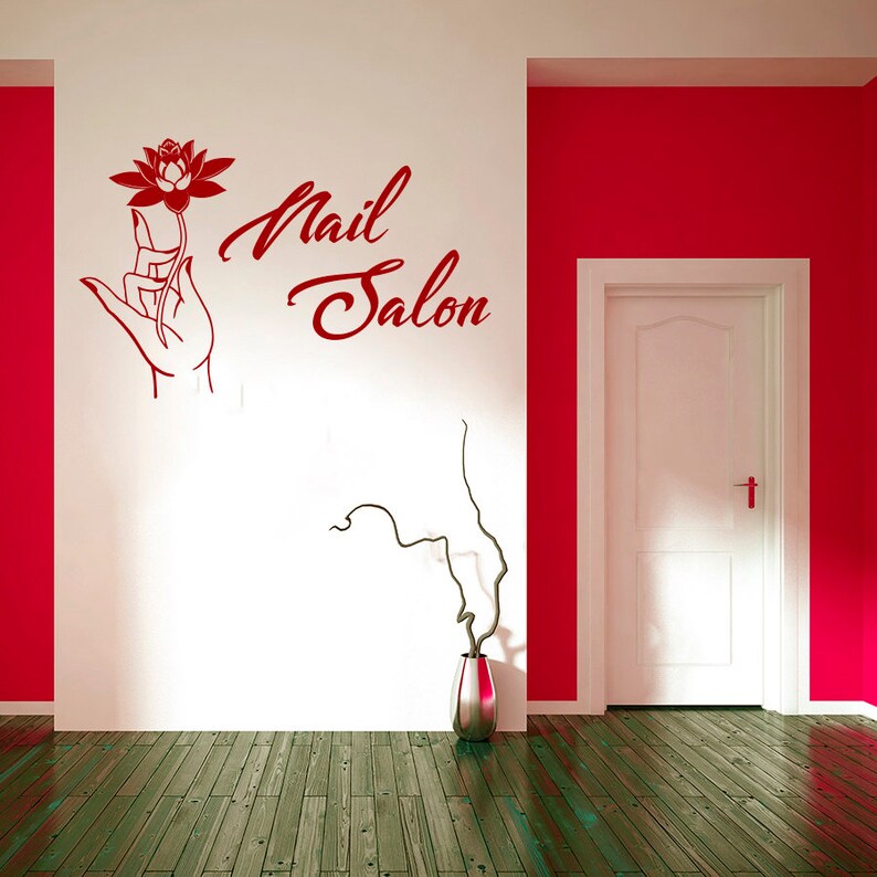 Wall Decal Manicure Sign Nail Salon Hands Lotus Flower Beauty | Etsy