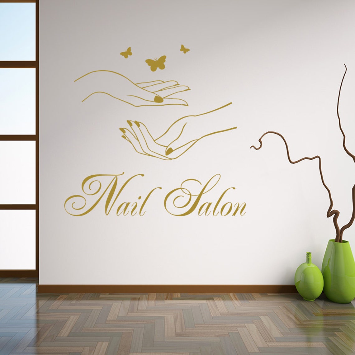 Wall Decal Nail Salon Sign Manicure Hands Butterflies Beauty | Etsy