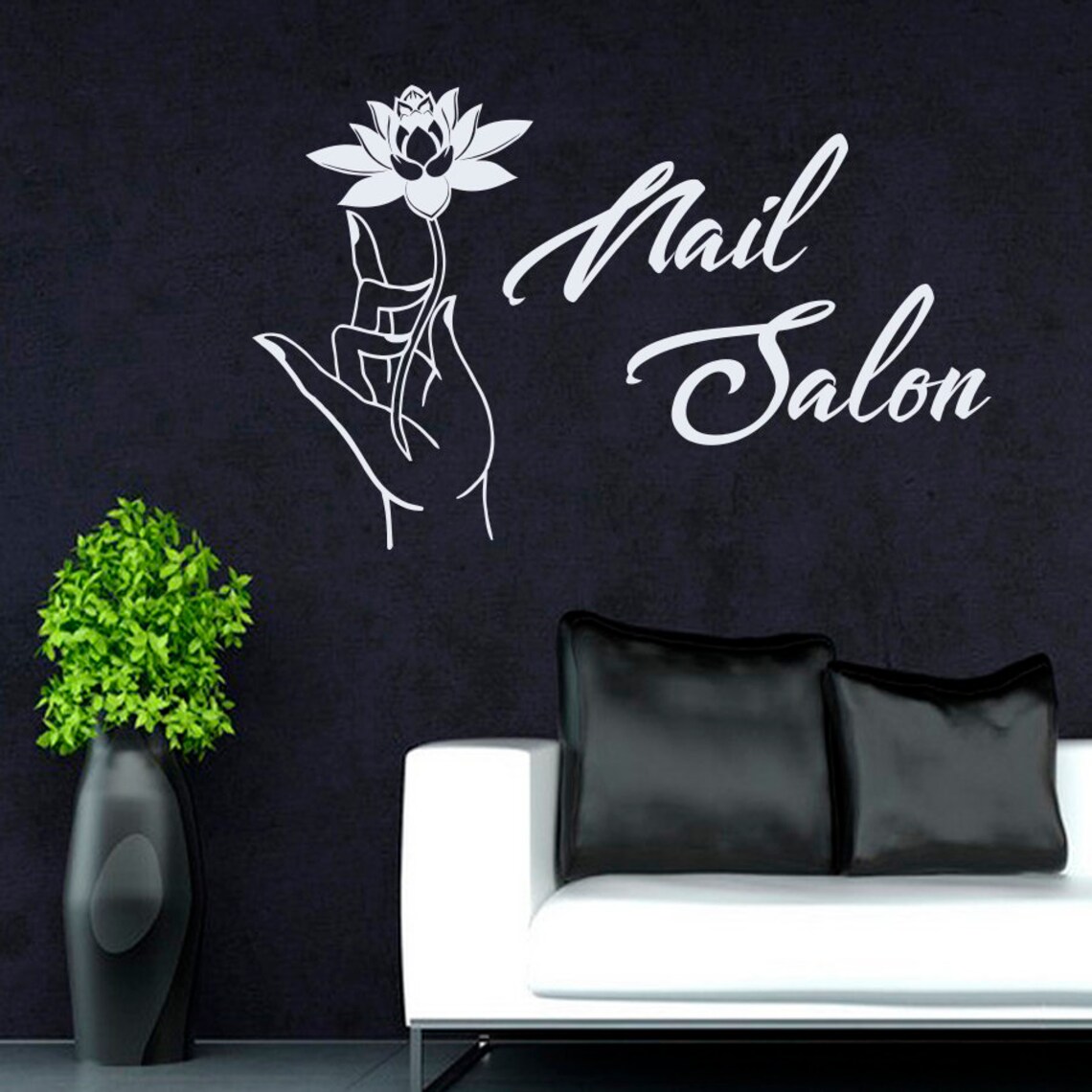 Wall Decal Manicure Sign Nail Salon Hands Lotus Flower Beauty | Etsy