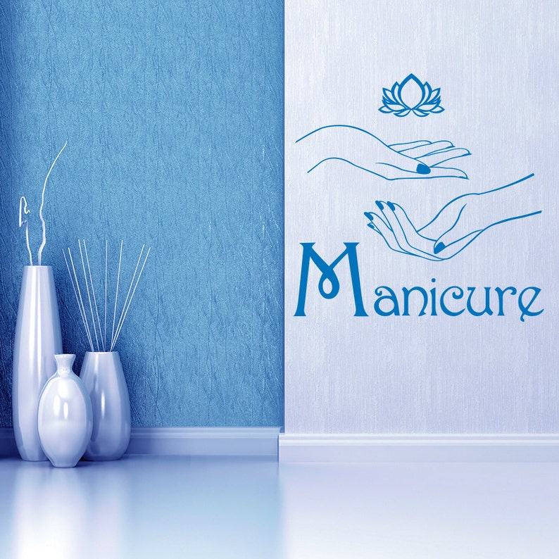 Wall Decal Manicure Sign Nail Salon Hands Lotus Flower Beauty | Etsy