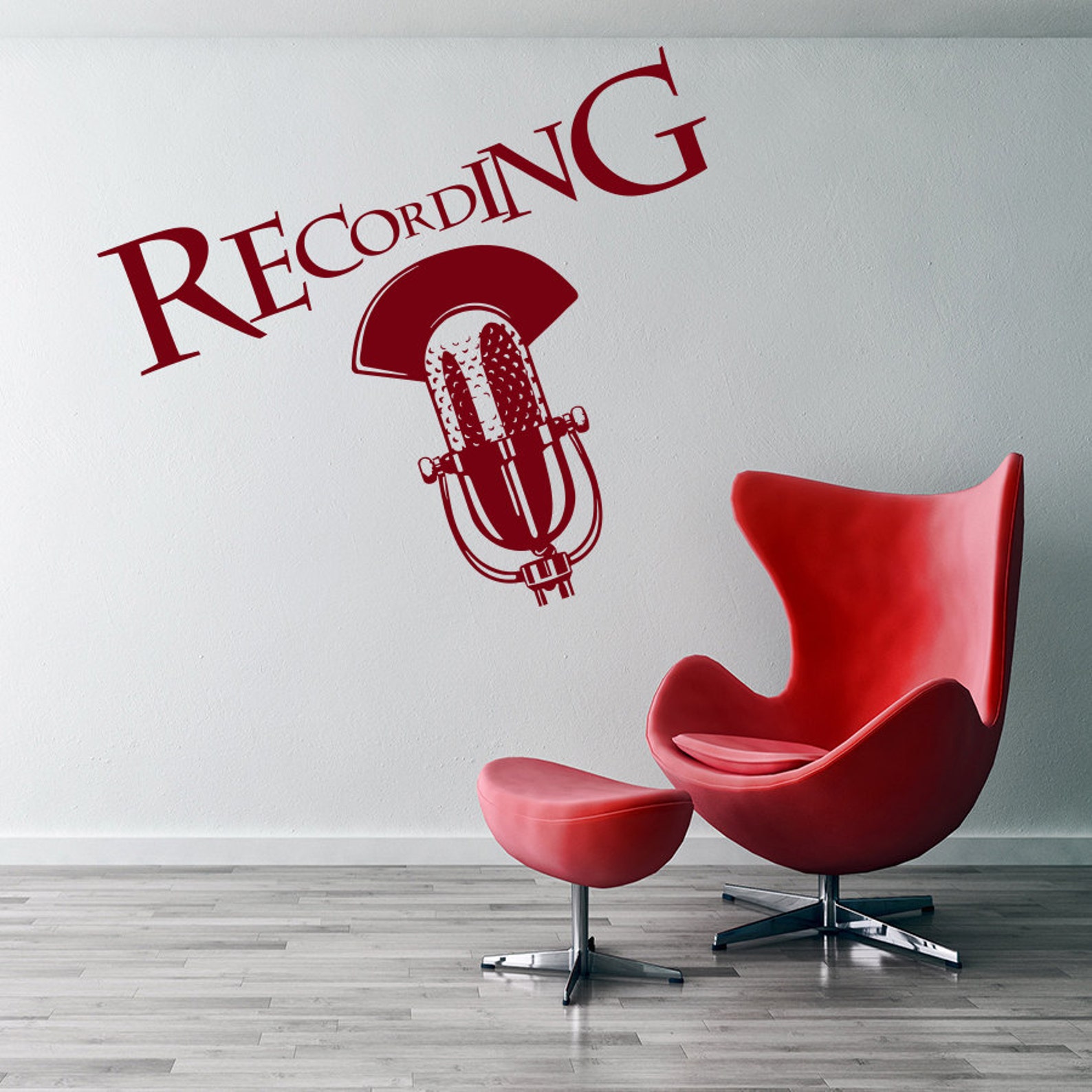Wall Decal Microphone Art Recording Studio Sign on the Air - Etsy