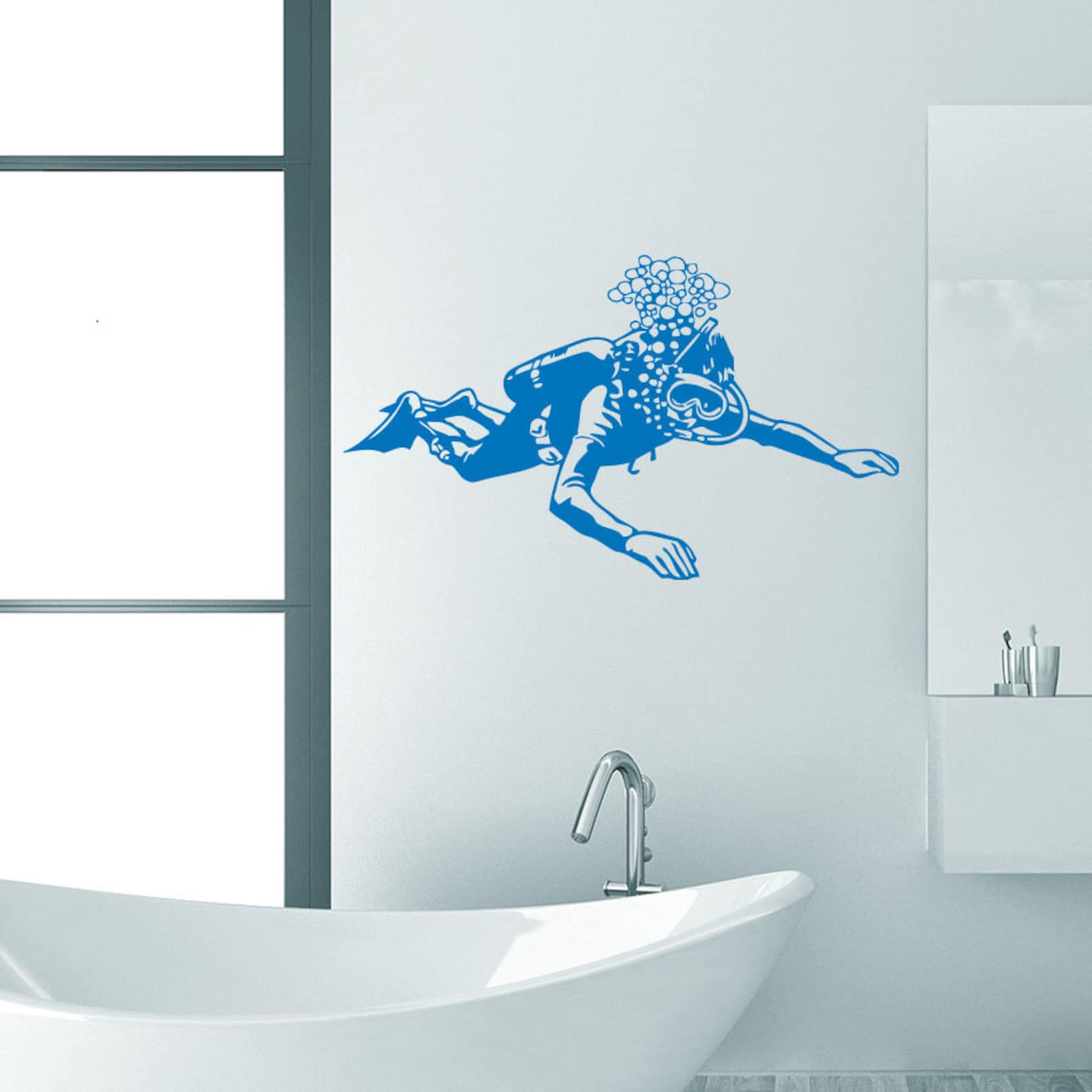 Wall Decal Vinyl Sticker Sport Diver Diving Scuba Deep Sea | Etsy