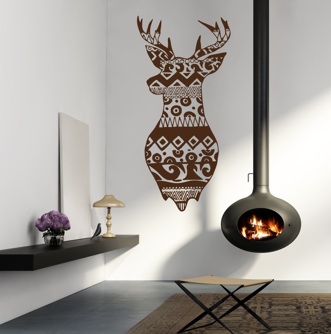 Wall Decals Deer Elk Stag Doodle Nature Vinyl Decal Rural Sticker ...