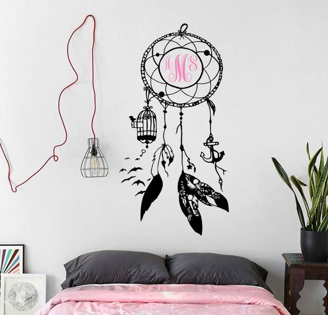 Wall Decal Dream Catcher Monogram Personalized Initial Custom | Etsy