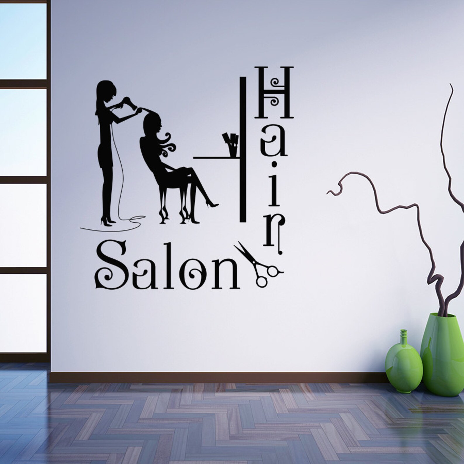 Pared calcomanía pelo salón muestra murales peluquería peinado - Etsy ...