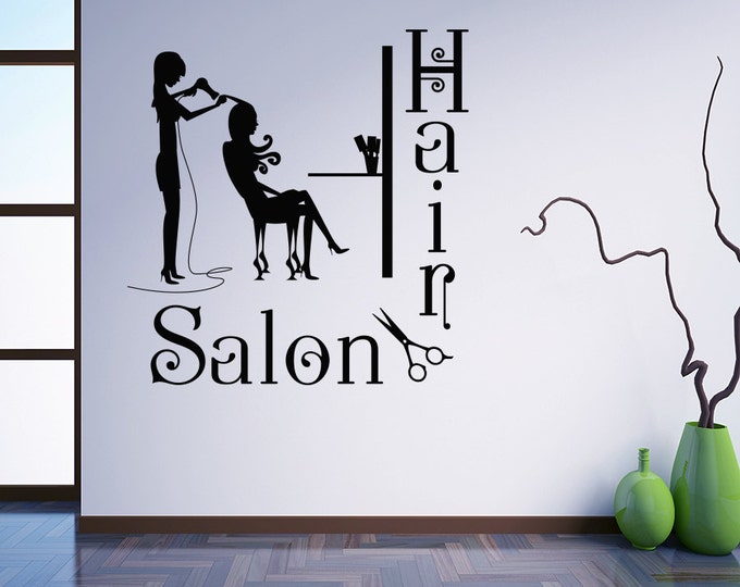 Wall Decal Hair Salon Sign Murals Hairdresser Hairstyle Hair Barbers ...