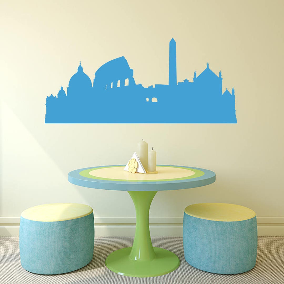 Wall Decal Silhouette Rome City Landscape Attraction Italy Coliseum ...