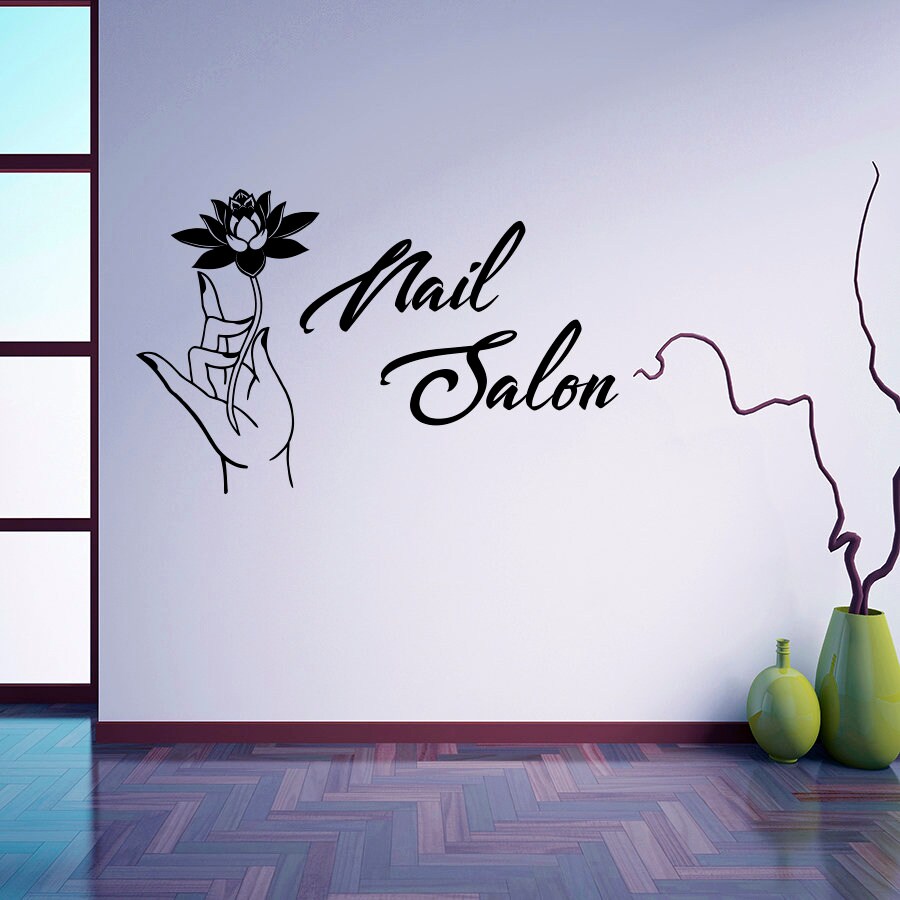 Wall Decal Manicure Sign Nail Salon Hands Lotus Flower Beauty - Etsy