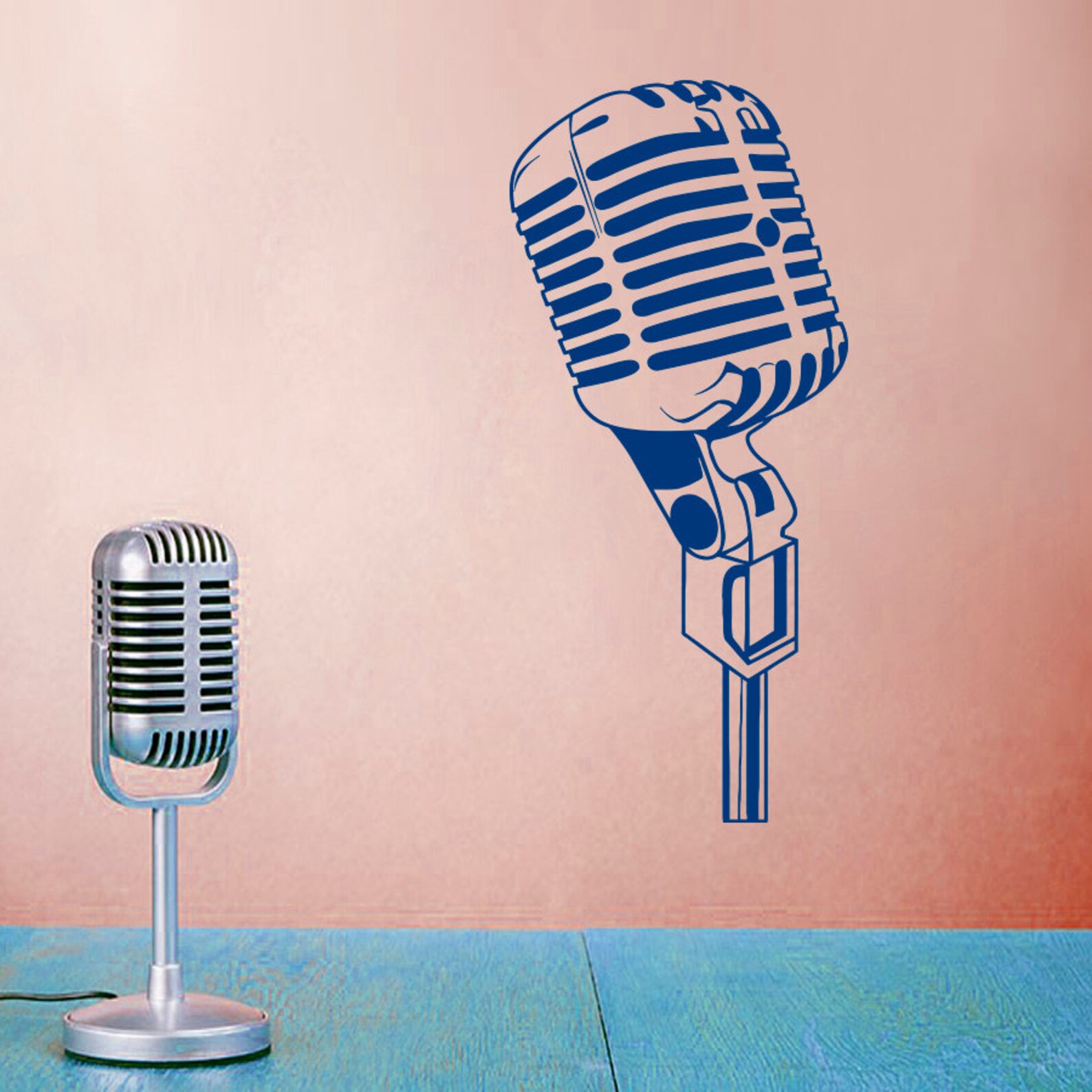 Wall Decal Microphone Art Music Studio Design Vinyl Sticker - Etsy