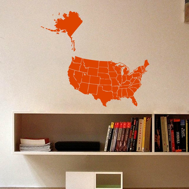 Wall Decals Vinyl Sticker USA Map United States of America | Etsy