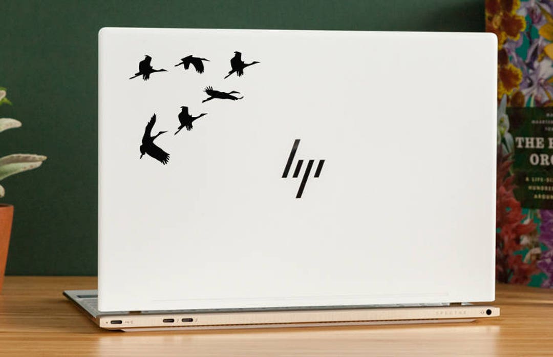 Laptop Vinyl Decal Sticker Flock of Cranes Birds Nature Computer Tablet ...