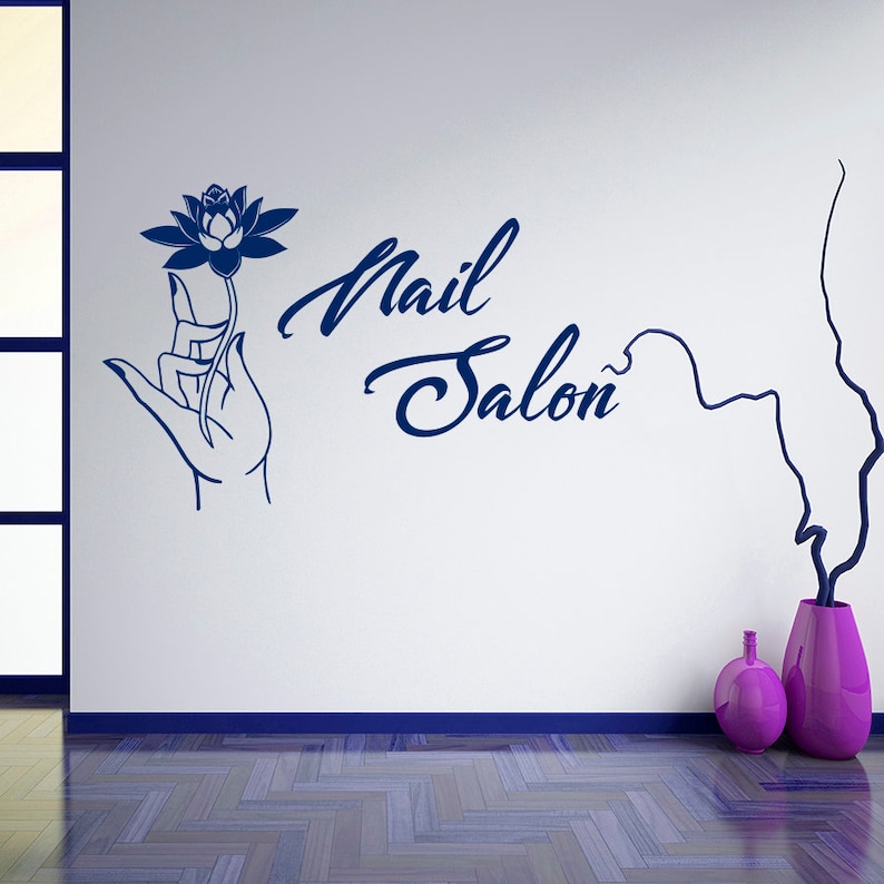 Wall Decal Manicure Sign Nail Salon Hands Lotus Flower Beauty | Etsy