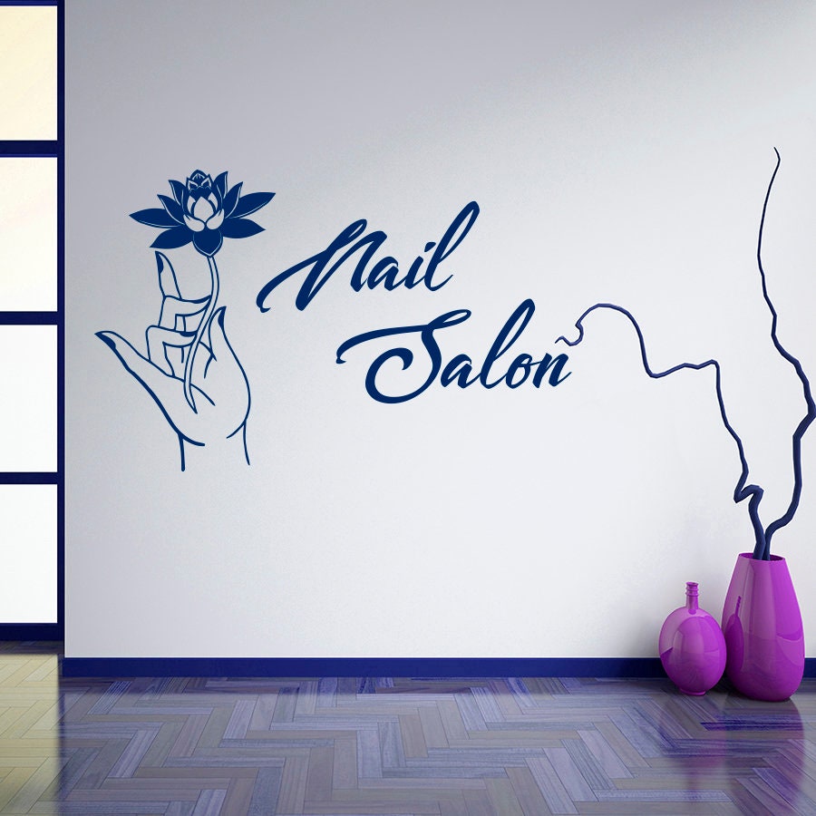 Wall Decal Manicure Sign Nail Salon Hands Lotus Flower Beauty | Etsy