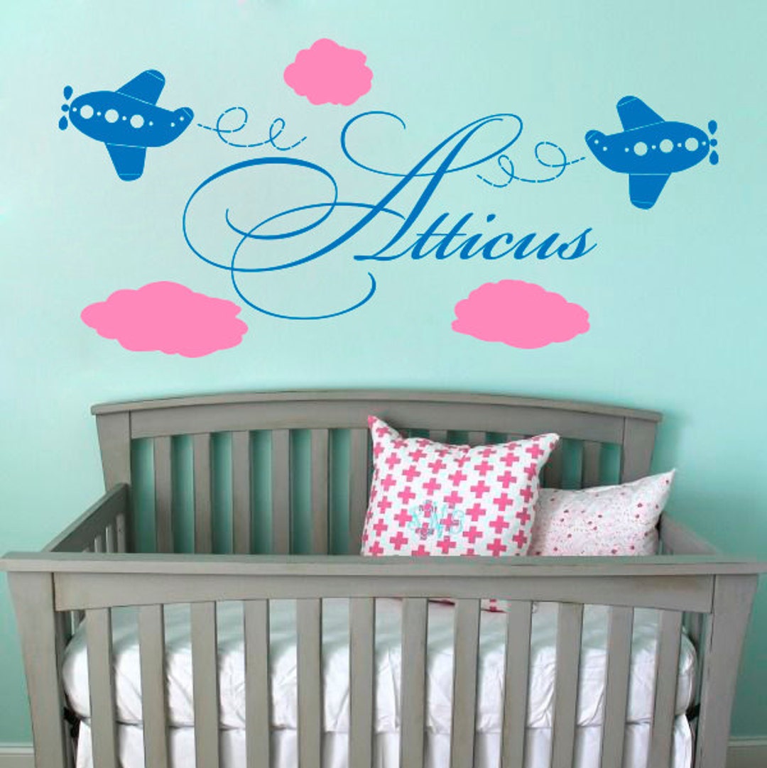 Wall Decals Vinyl Sticker Airplane Plane Clouds Sky Flight Custom ...